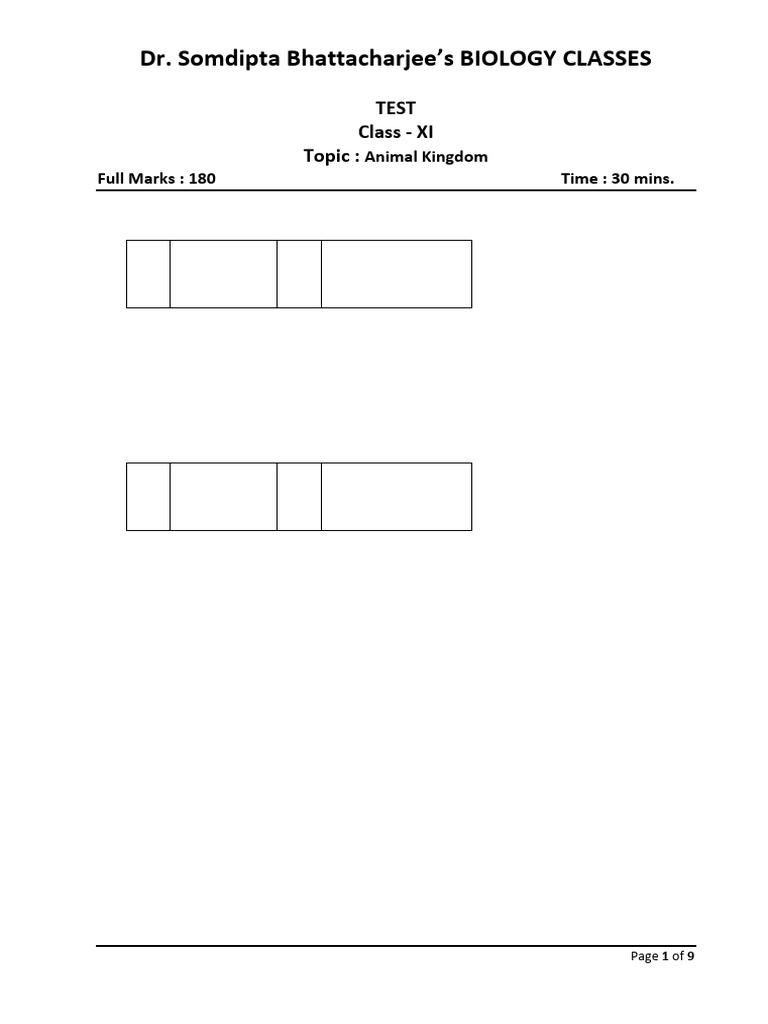 Animal Kingdom-Test-xi 251227 092143 | PDF | Mollusca | Zoology