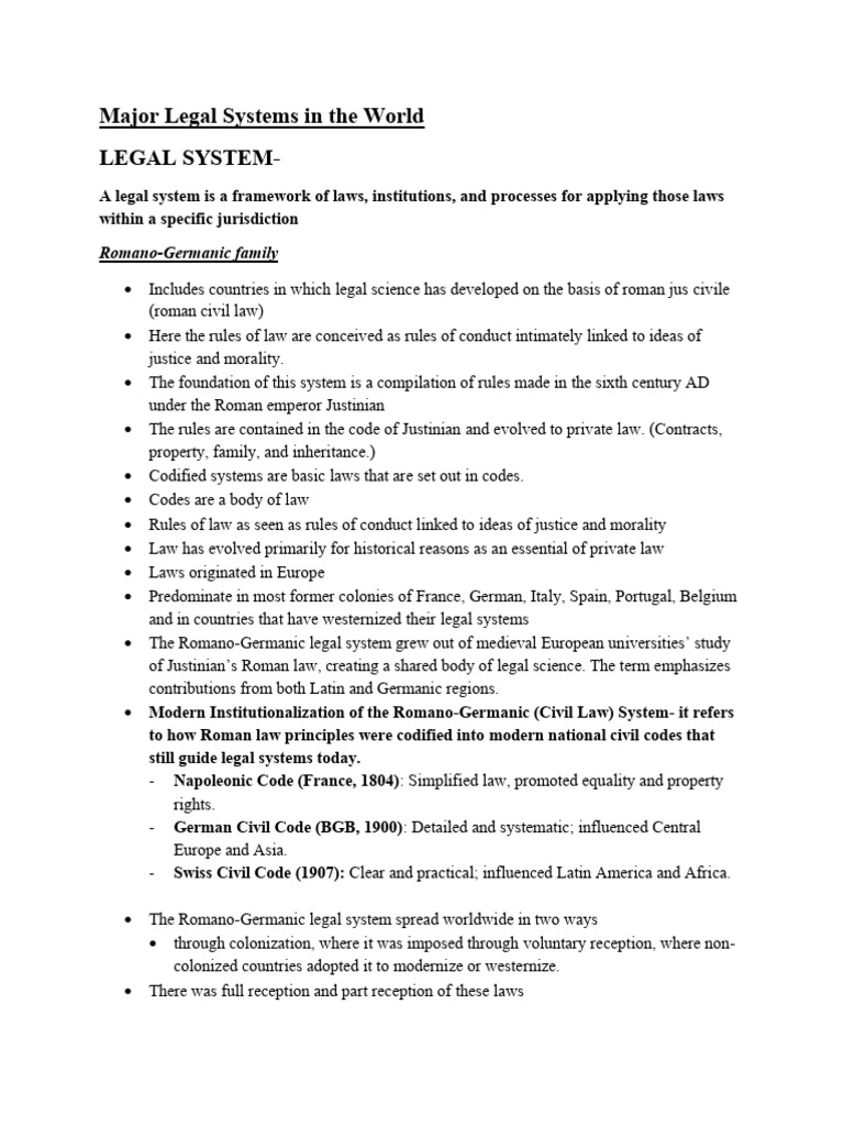 Major Global Legal Systems Overview | PDF | Common Law | Civil Law ...
