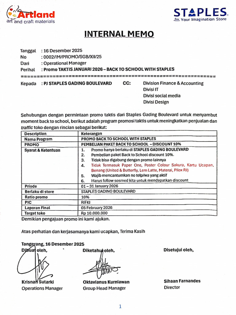 IM Promo Taktis Januari Staples Gading Boulevard | PDF