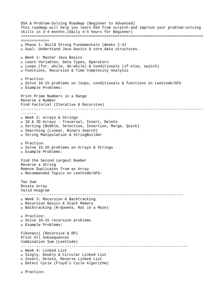 DSA & Problem-Solving Roadmap | PDF | Queue (Abstract Data Type ...