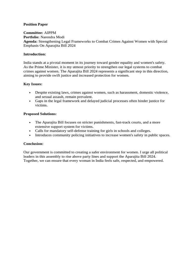 Position Paper Narendra Modi AIPPM | PDF