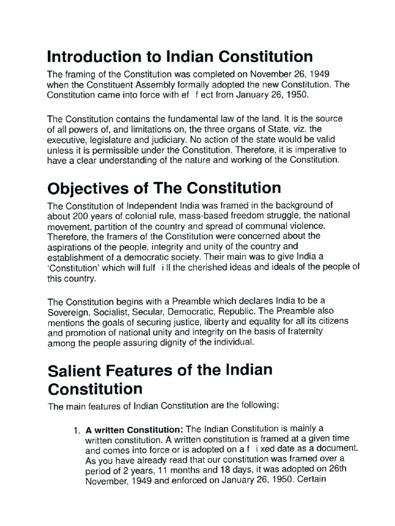Introduction To Indian Constitution | PDF