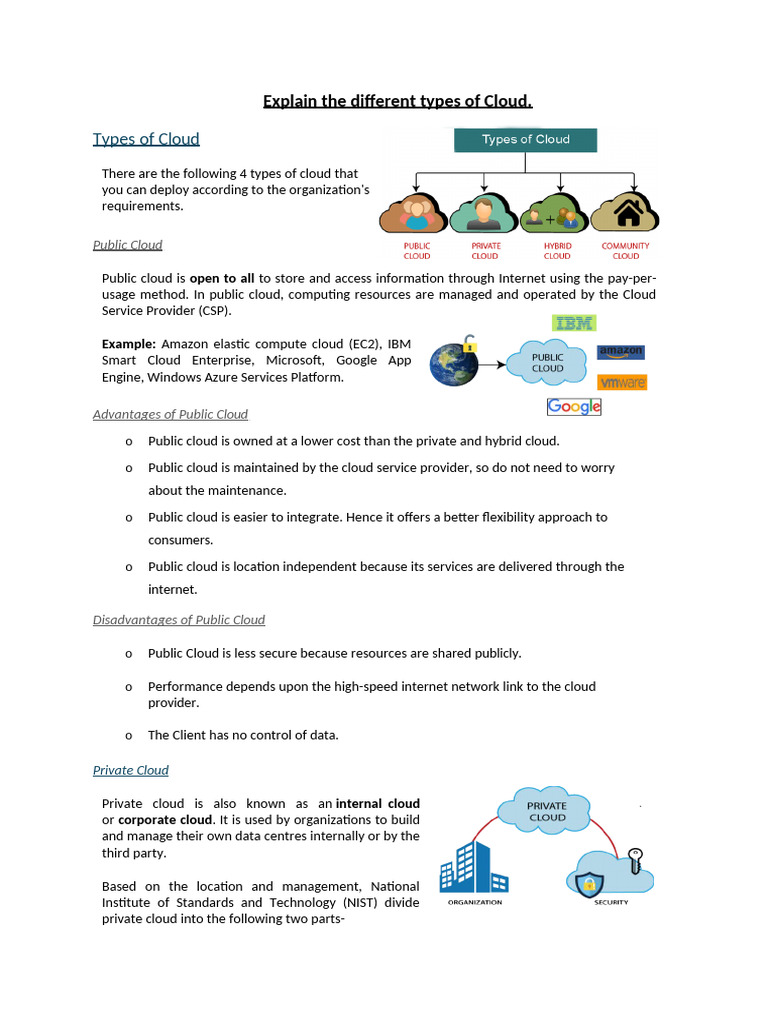 Explain The Different Types of Cloud | PDF | Cloud Computing ...