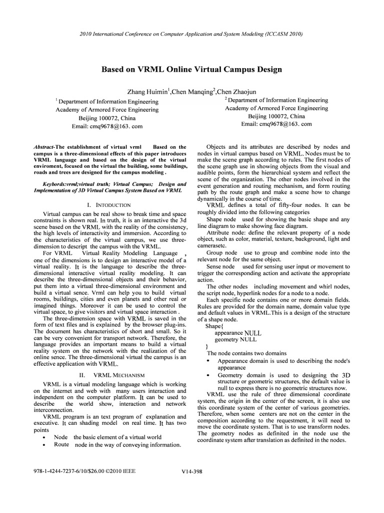 Based on VRML Online Virtual Campus Design | PDF | 3 D Computer ...