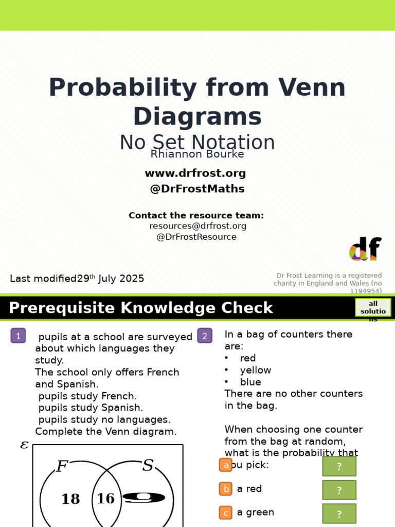 Probability From Venn Diagrams - Lesson | PDF