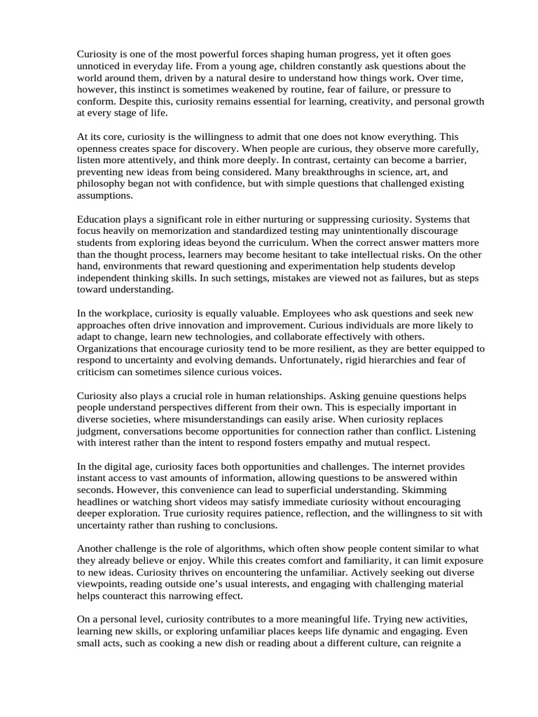 Curiosity is One of the Most Powerful Forces Shaping Human Progress ...