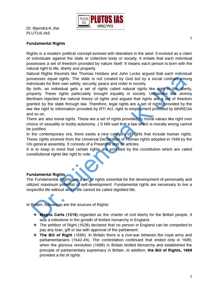 Fundamental Rights 1 1 | PDF | Rule Of Law | Political Science