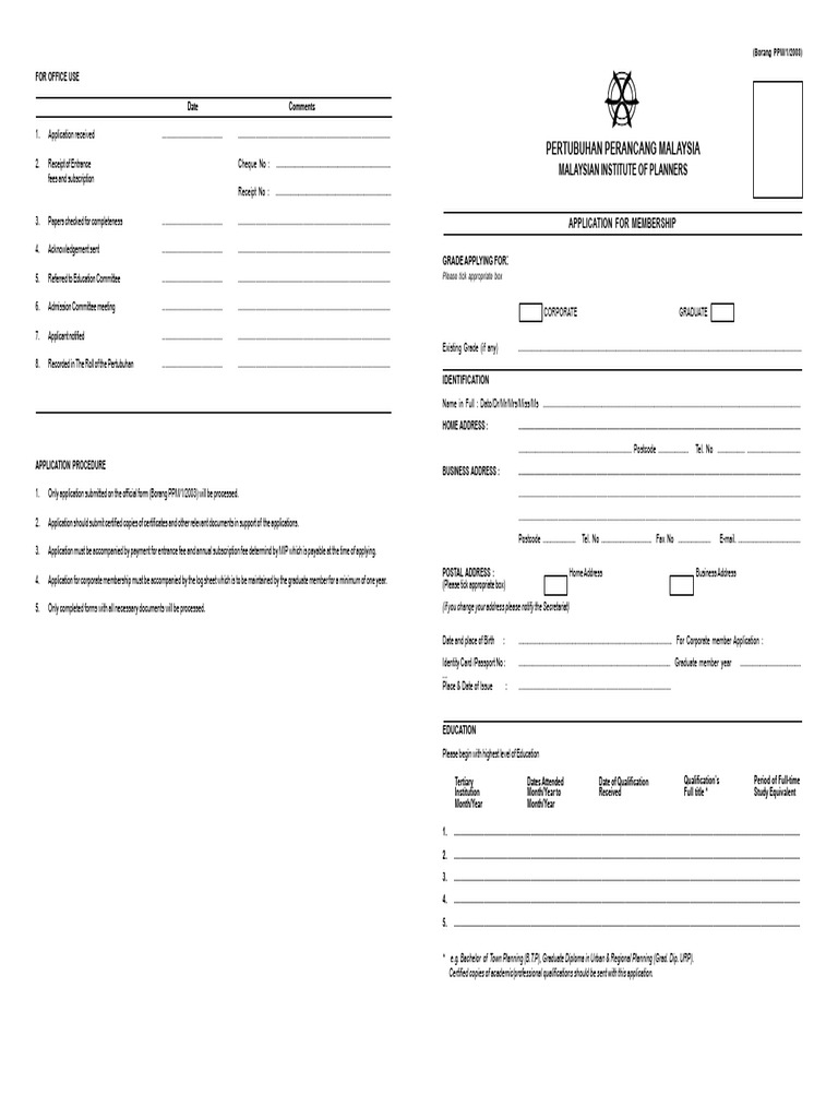 Forms 001 Graduate and Corporate Membership Form | PDF | Identity Document
