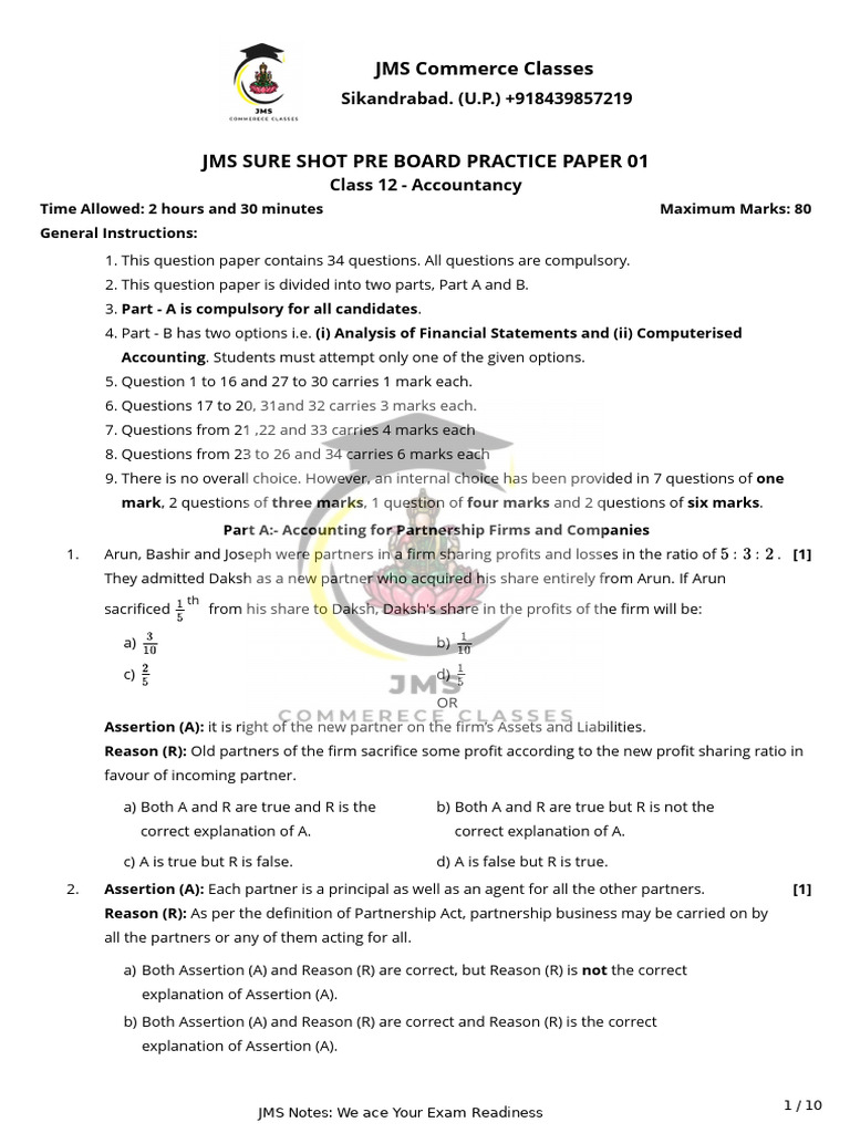 Pre Board Practice 01 | PDF | Balance Sheet | Equity (Finance)