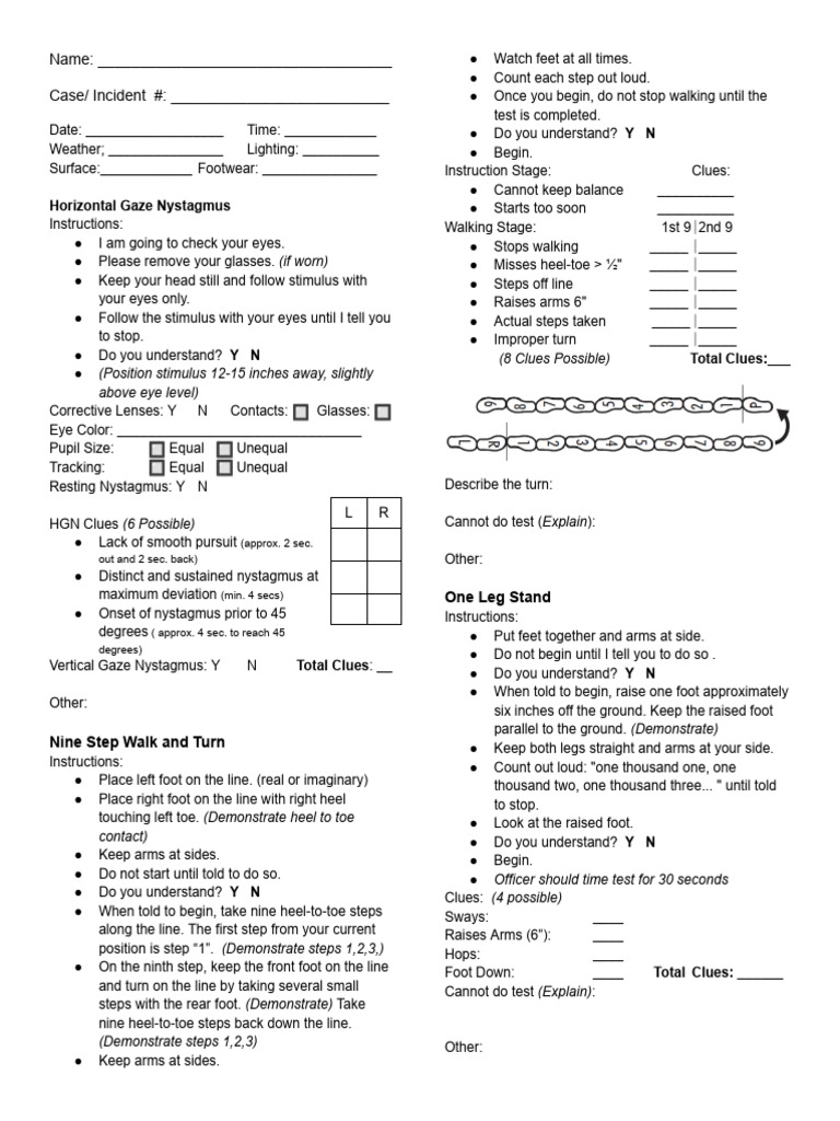 Standing SFSTs | PDF