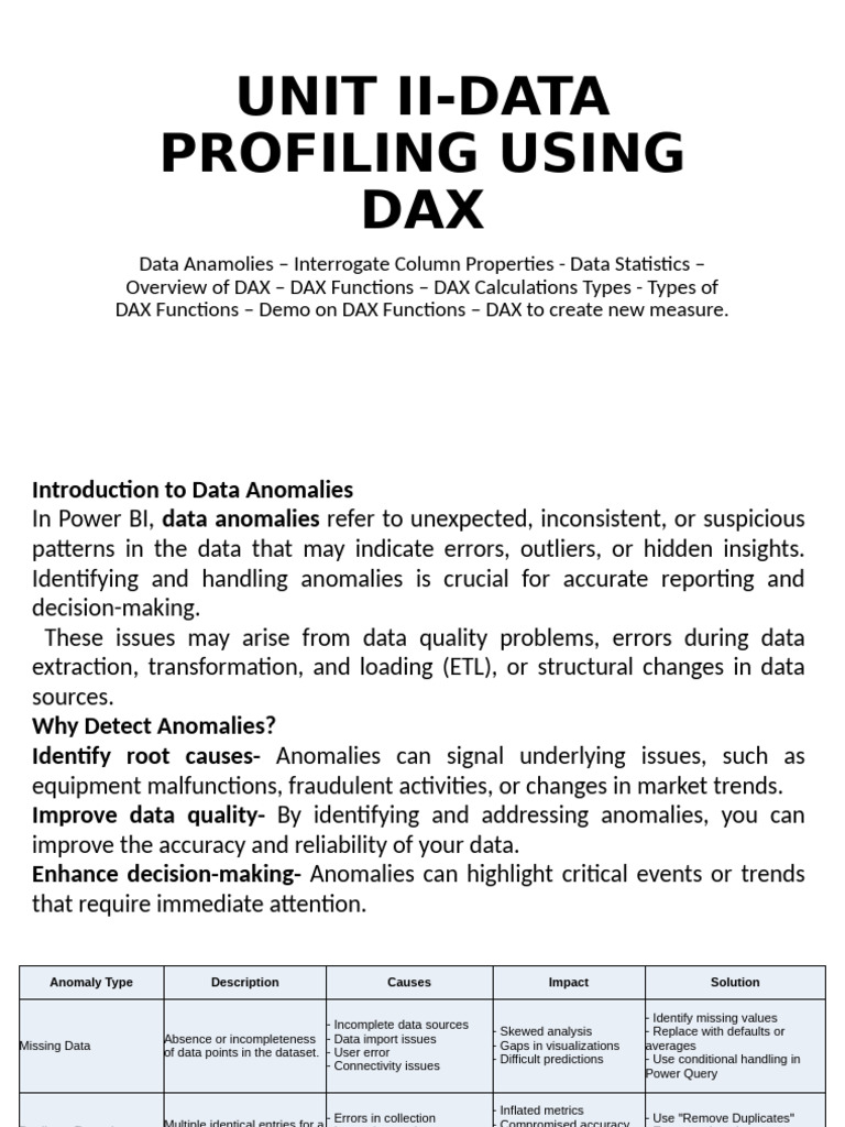 Unit II Power Bi | PDF | Data | Outlier