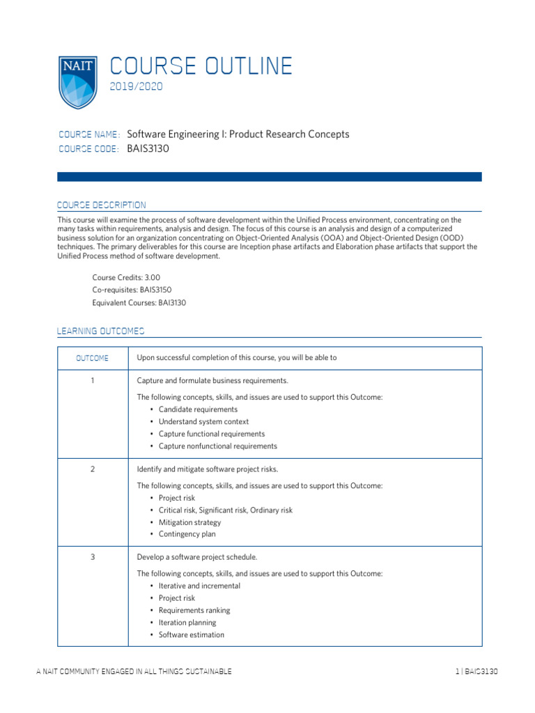 Course Outline BAIS3130 - 2019 | PDF