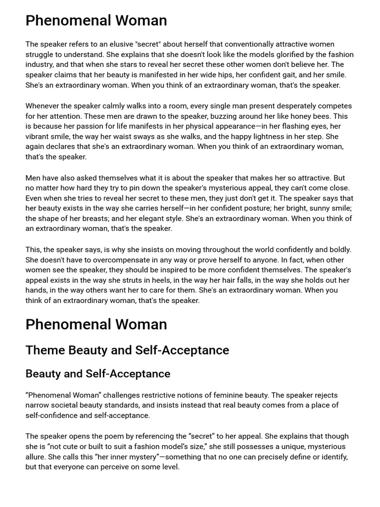 Phenomenal Woman | PDF | Beauty | Physical Attractiveness