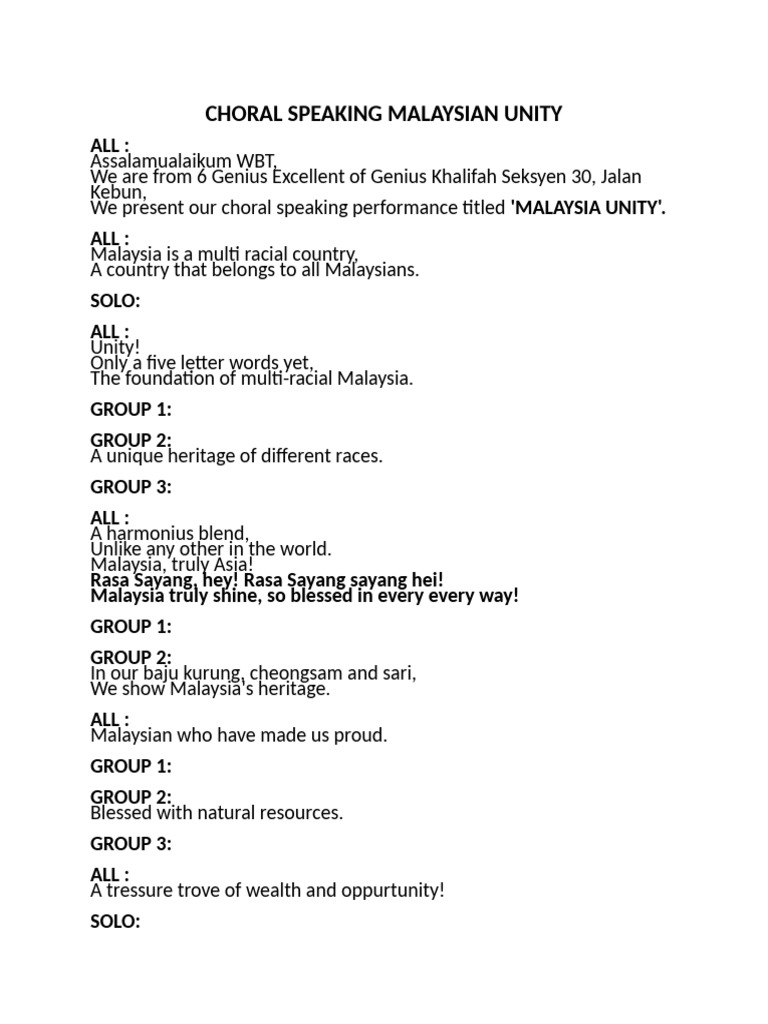 Choral Speaking Script | PDF