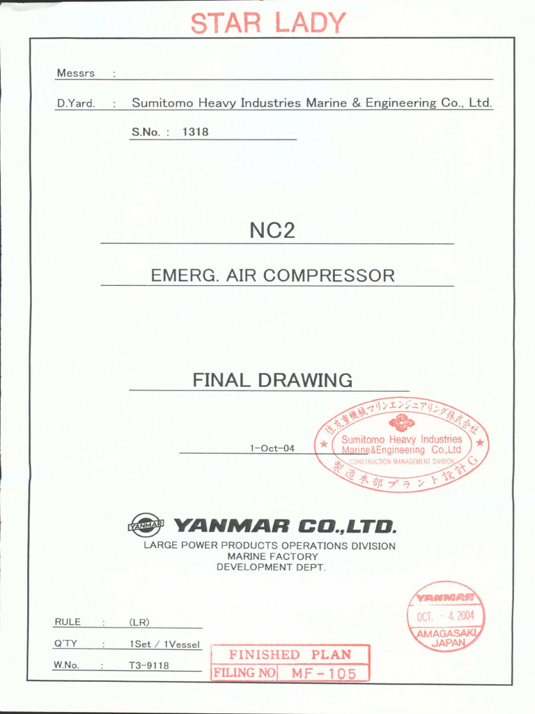 NC2 Air Compressor Final Drawing | PDF | Mechanical Engineering | Gas ...