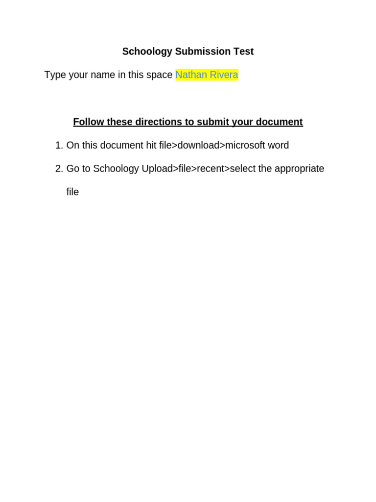 Schoology Submission Test | PDF