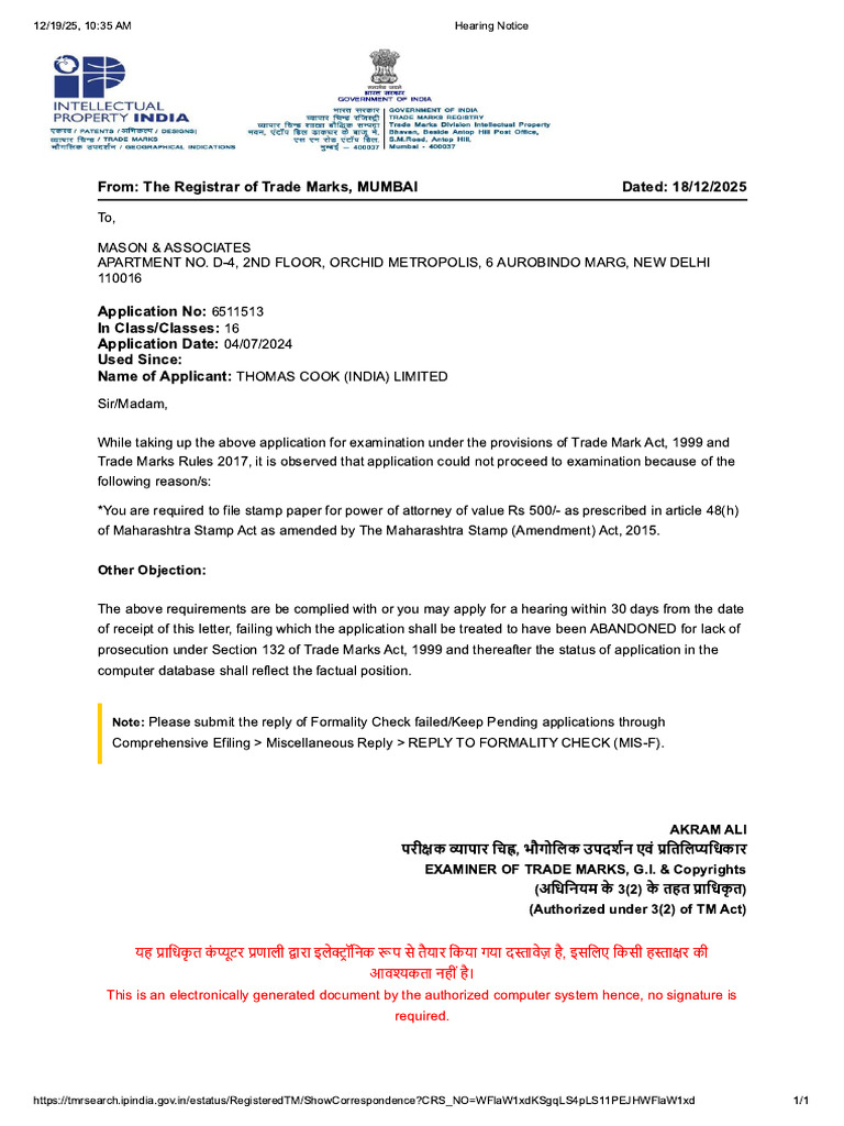 Notice Formality Check Fail - 6511513 | PDF