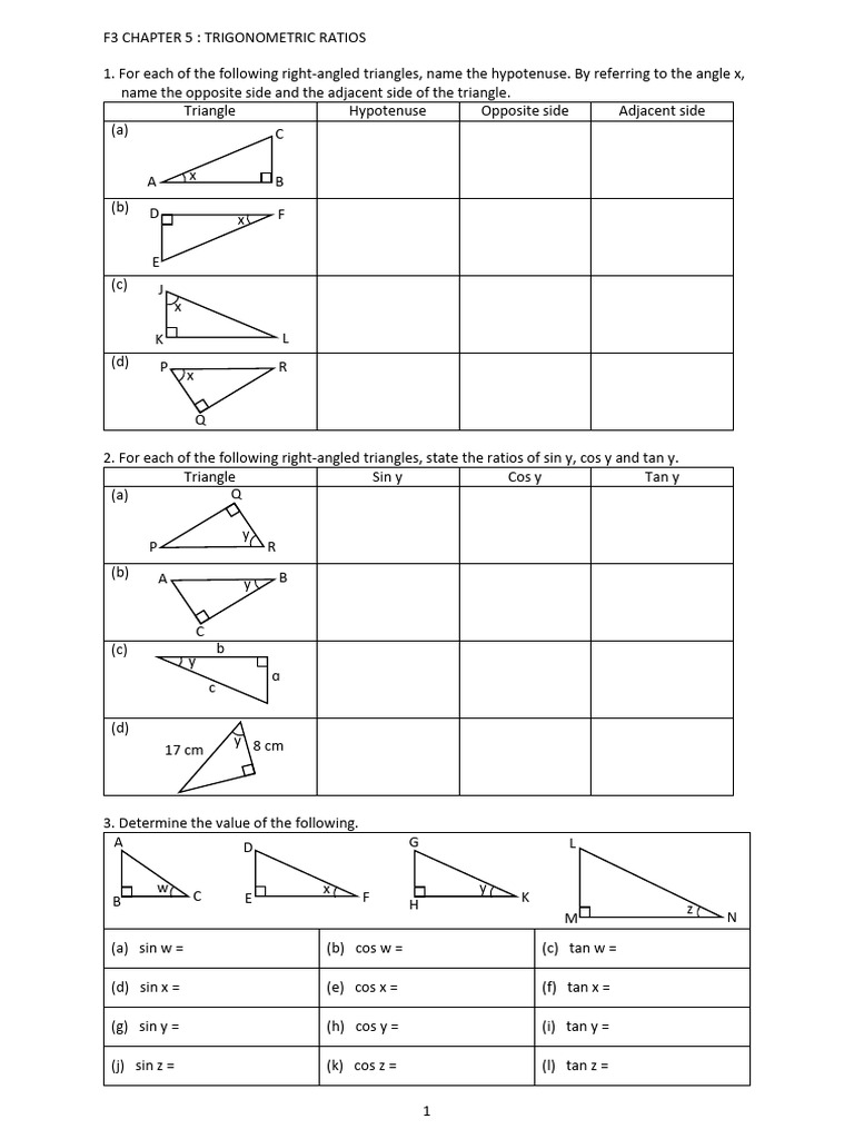 Trigonometric Ratios in Right Triangles | PDF | Trigonometry ...