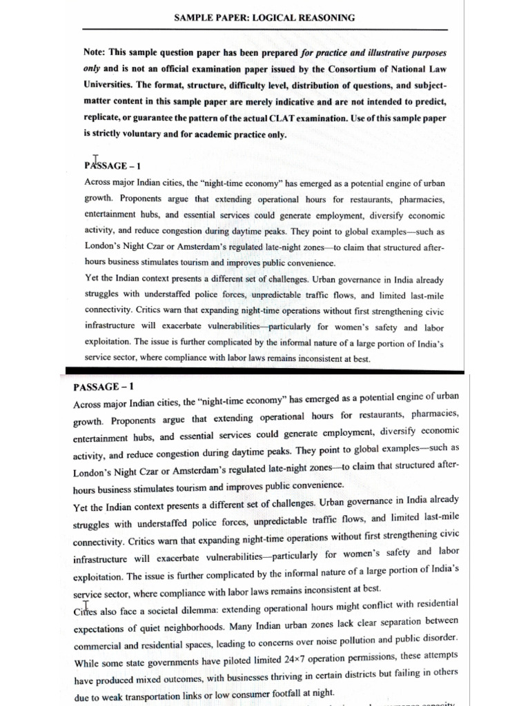 CLAT Logical Sample Paper | PDF