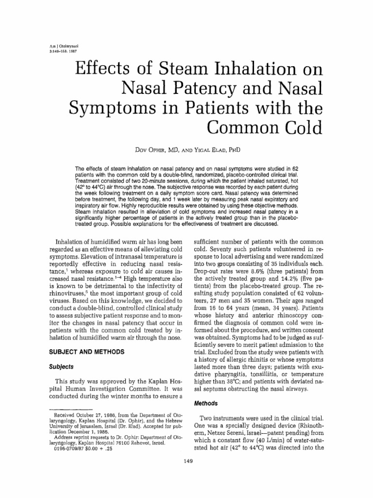 Steam Inhalation | PDF | Common Cold | Medical Specialties