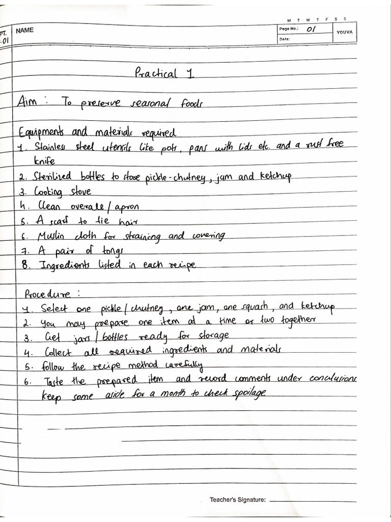 GAURI - Home Science - Practical Book - Experiment 1 - 3 | PDF