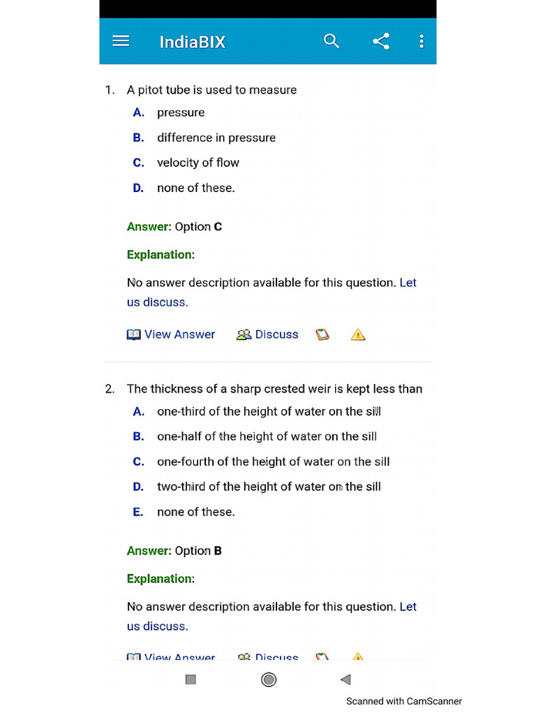 Indiabix Hydraulics | PDF