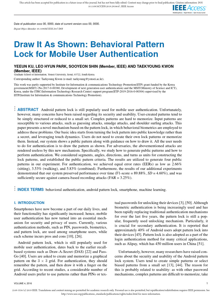 Behavioral Pattern Lock for Mobile Security | PDF | Authentication