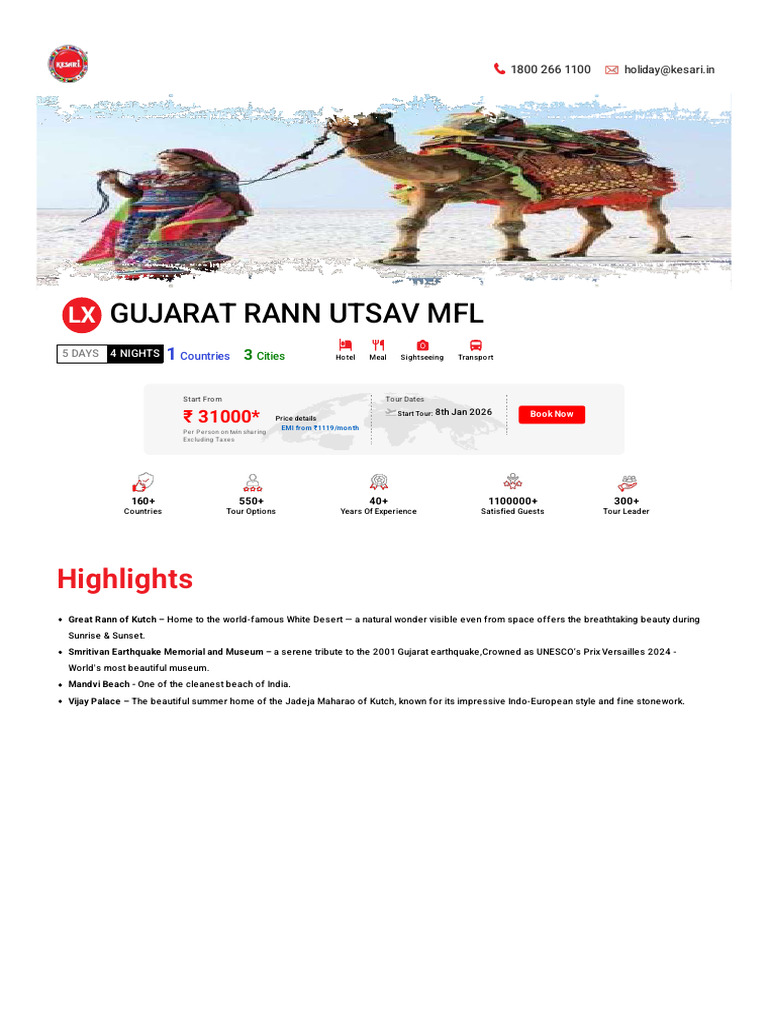 Gujarat Rann Utsav Tour Package | PDF | Travel Visa | Payments
