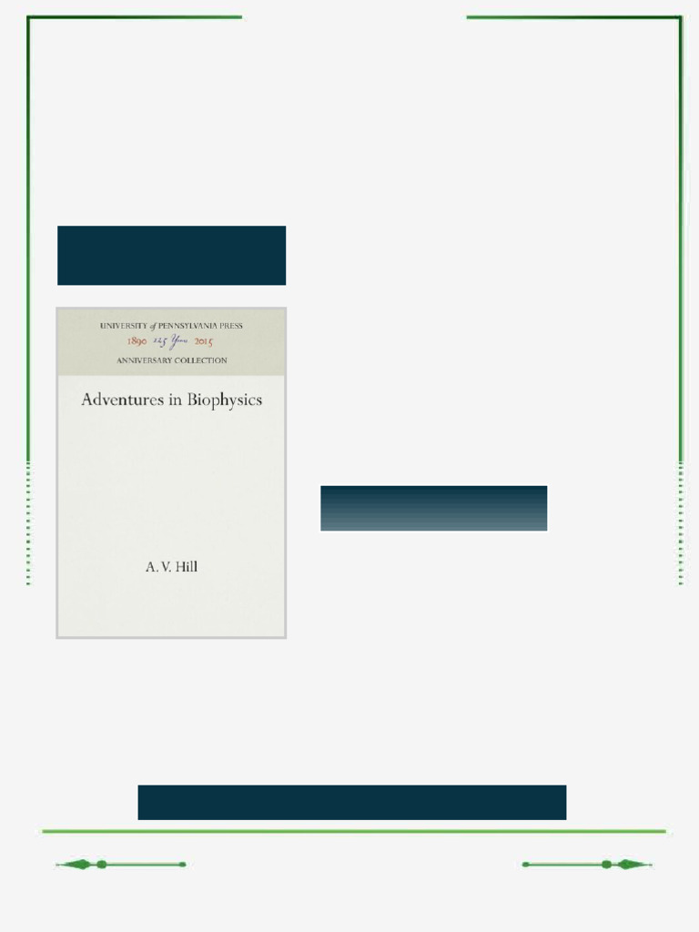 Adventures in Biophysics A. V. Hill ebook complete document file | PDF