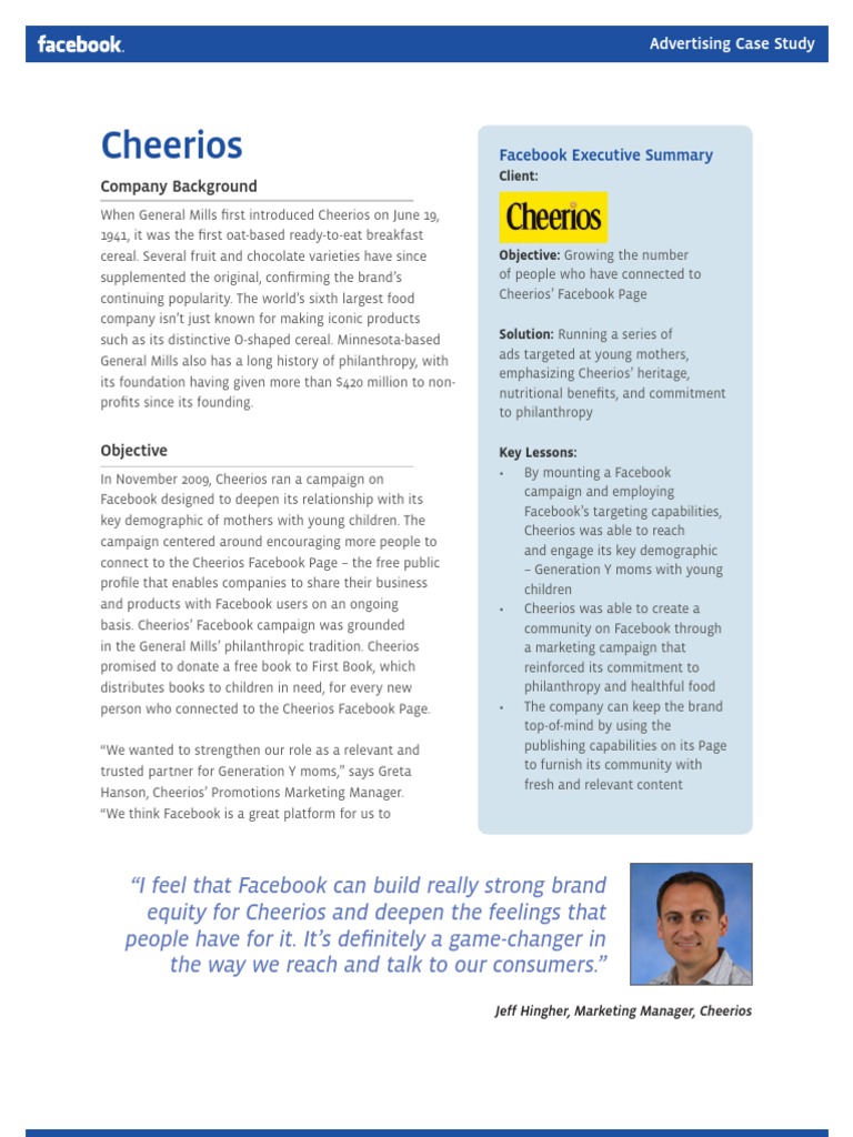 Cheerios Facebook Ad Case Study | Download Free PDF | Facebook | Brand