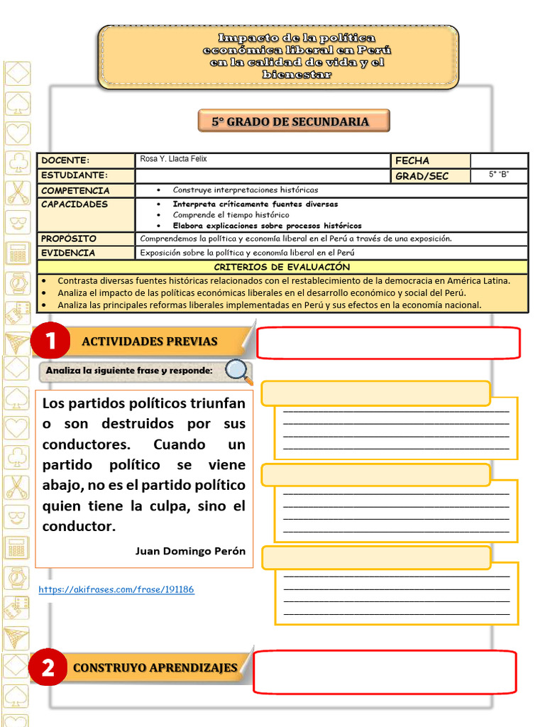 FICHA DE ACTIVIDAD CCSS 5°SES18- SEMANA 18 | PDF