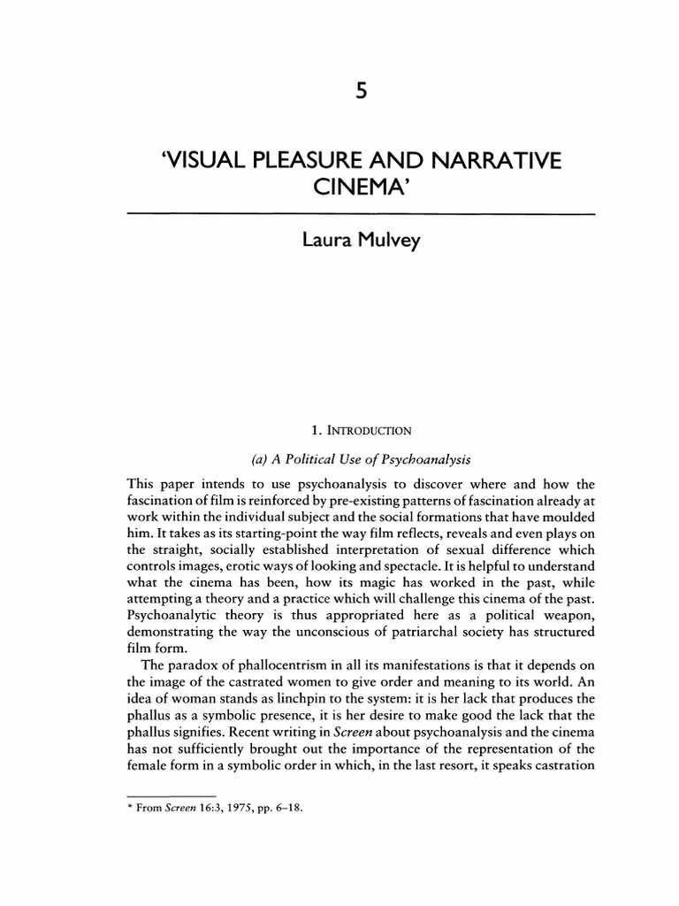 Mulvey Visual Pleasure and Narrative Cinema | PDF | Feminist Theory ...