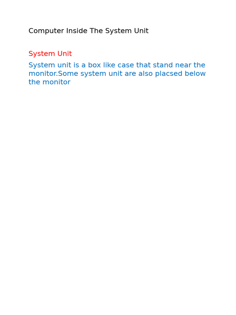 Computer Inside The System Unit | PDF