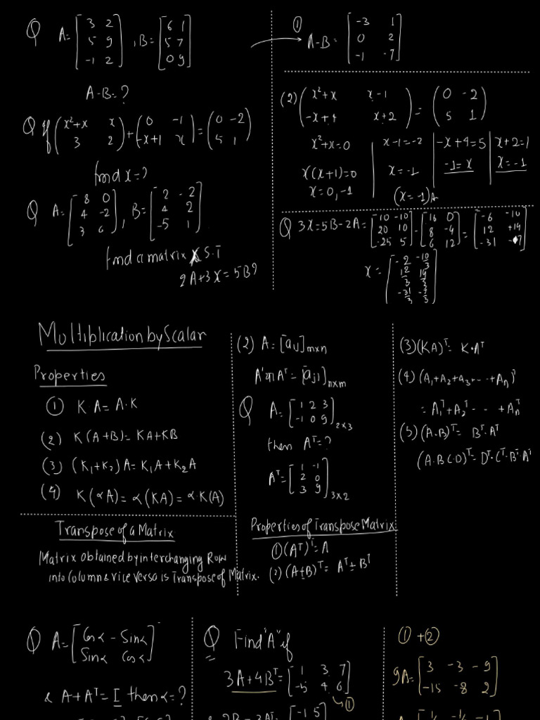 Matrices and Determinants - L-03 (Class Notes) - Transpose of A Matrix ...