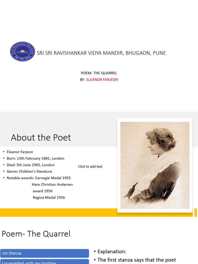 Eleanor Farjeon's "The Quarrel" Poem Analysis | PDF | Poetry