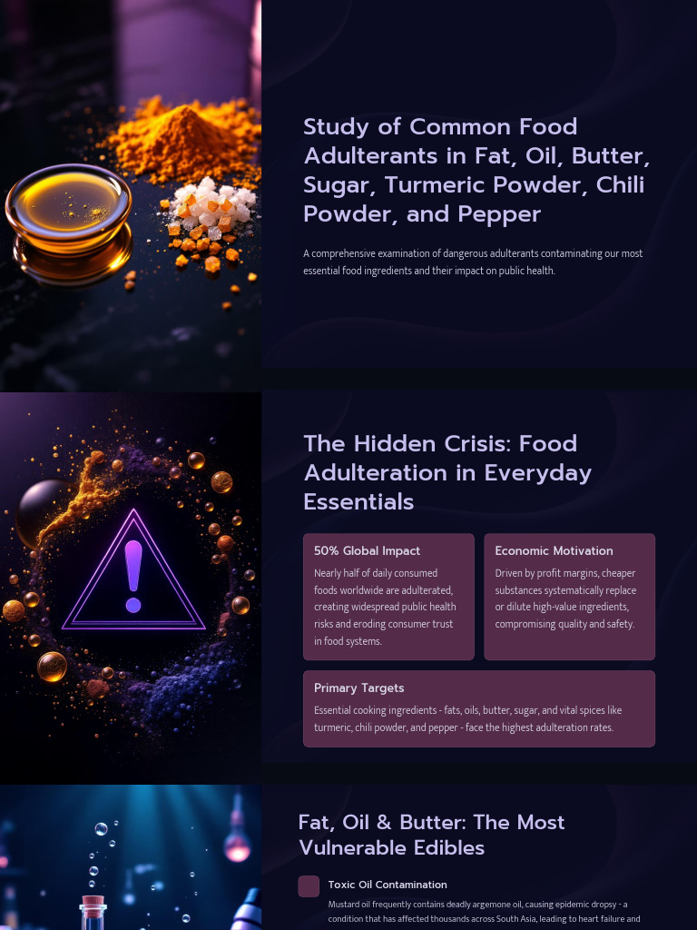 Study of Common Food Adulterants in Fat Oil Butter Sugar Turmeric ...