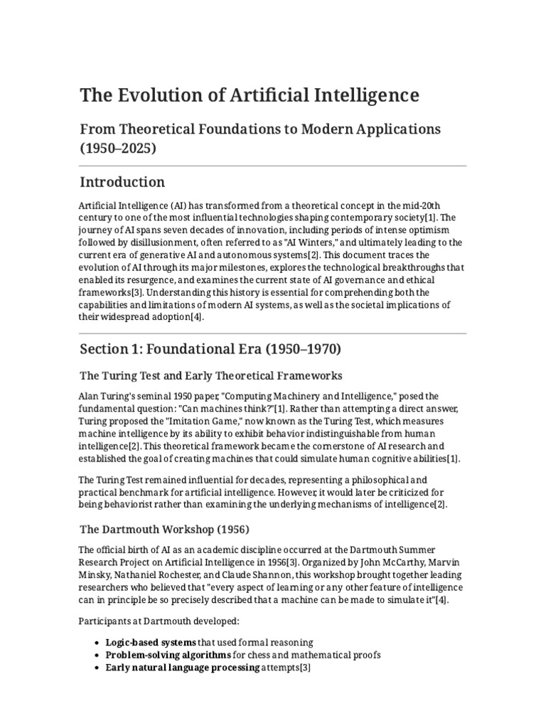 Evolution of AI: 1950-2025 Insights | PDF | Artificial Intelligence ...