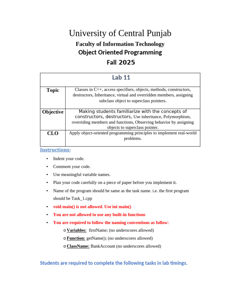 Lab11 | PDF | Inheritance (Object Oriented Programming) | Programming