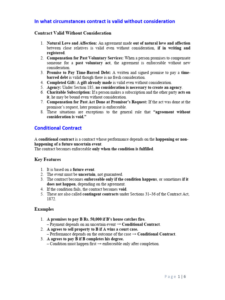 Contract Act (Past Papers Q & A) Document 3 | PDF | Consideration | Law ...