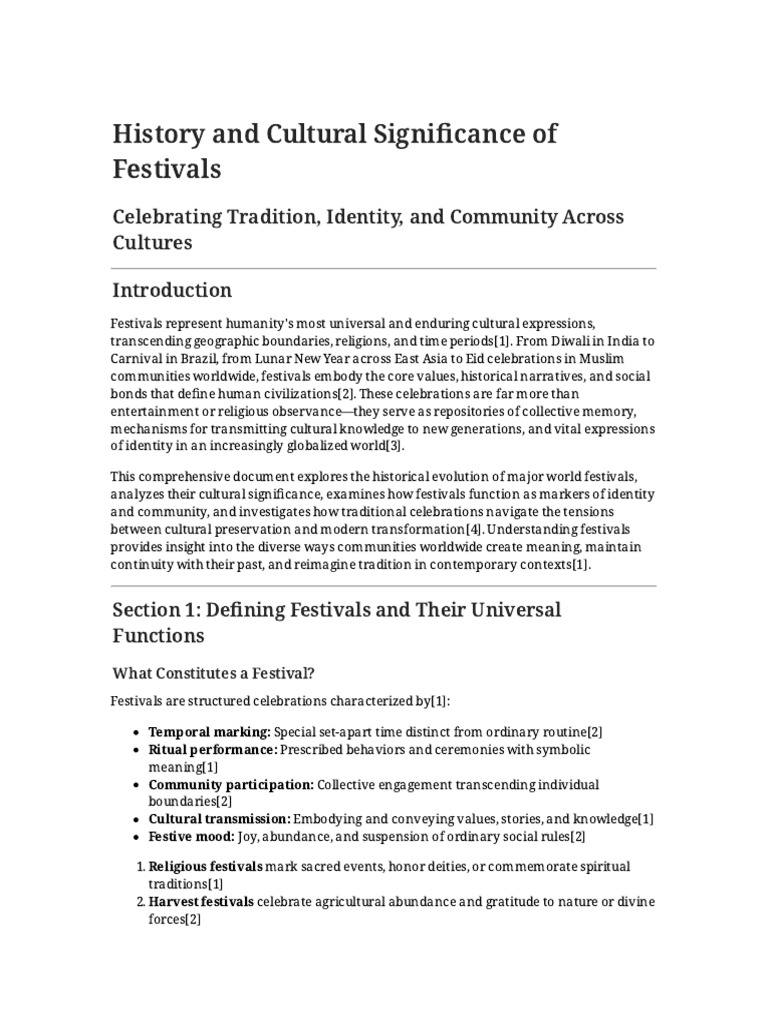 Cultural Significance of Global Festivals | PDF | Festival | Carnival