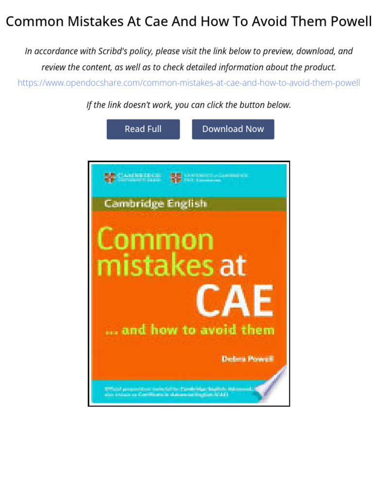 Common Mistakes at CAE and How to Avoid Them Powell available full ...