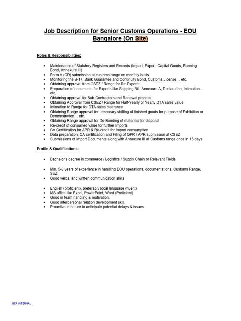 Job Profile | PDF