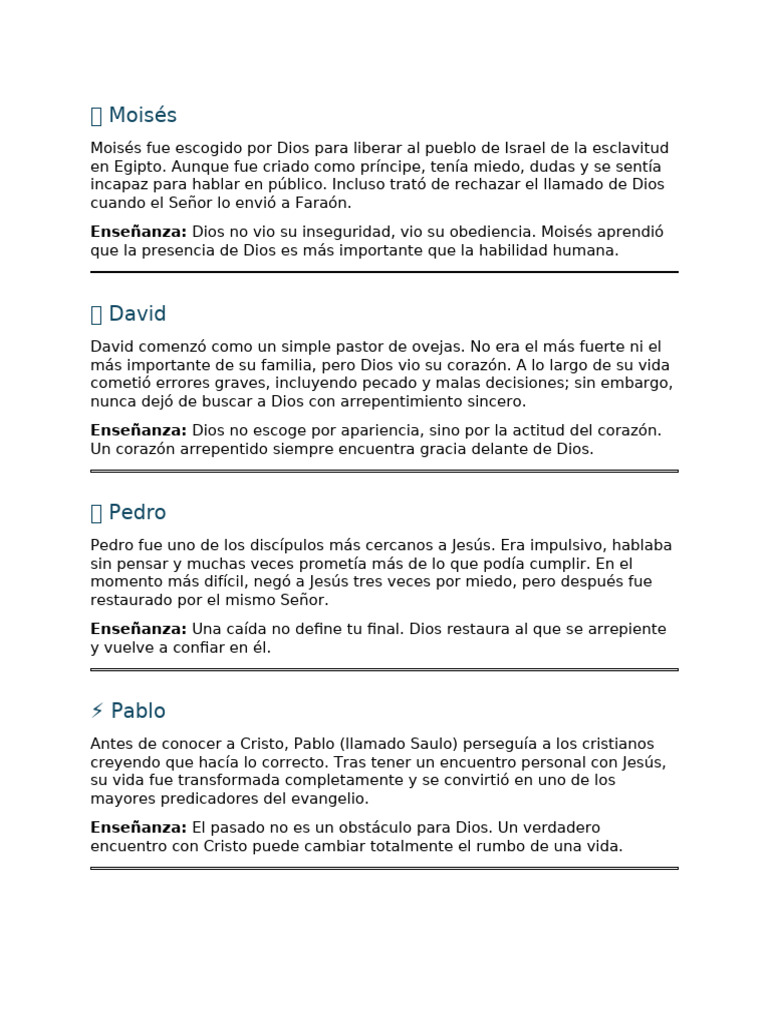 Personajes Bíblicos - Dios Usa A Personas Imperfectas | PDF