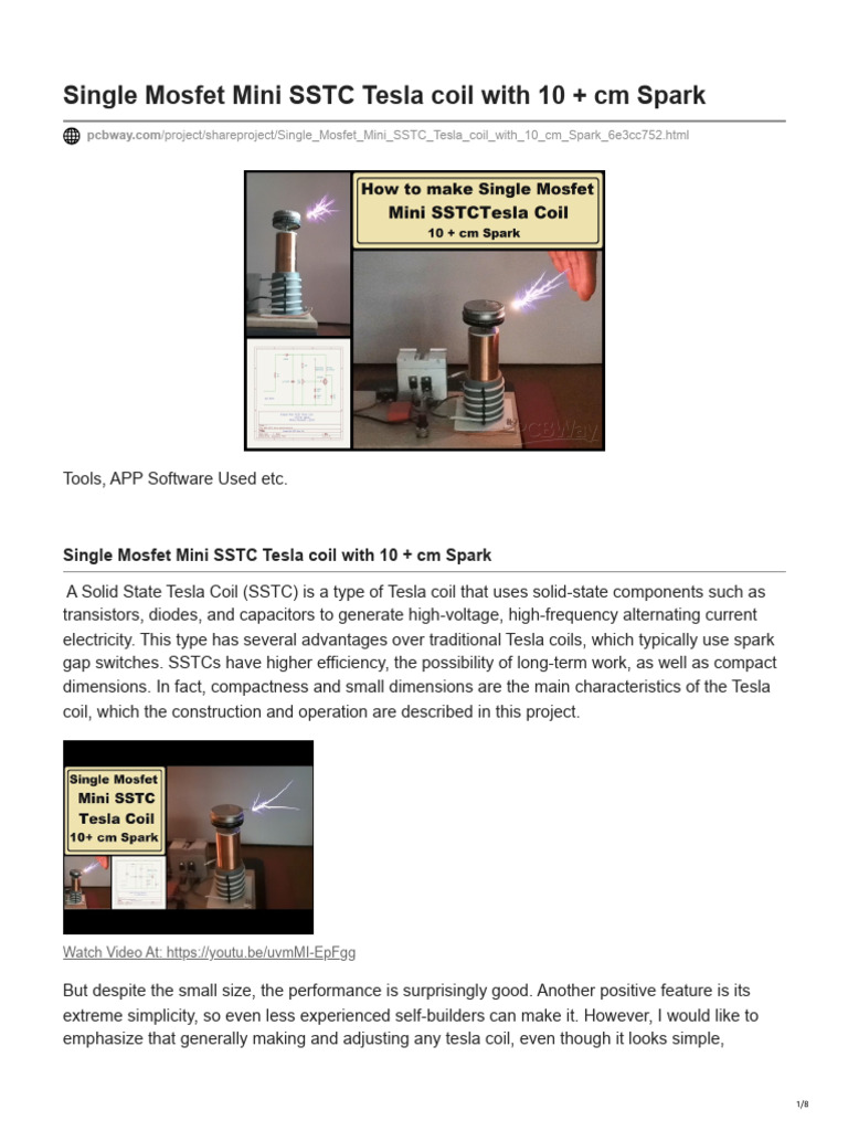 pcbway.com-Single Mosfet Mini SSTC Tesla coil with 10 cm Spark-1 | PDF ...
