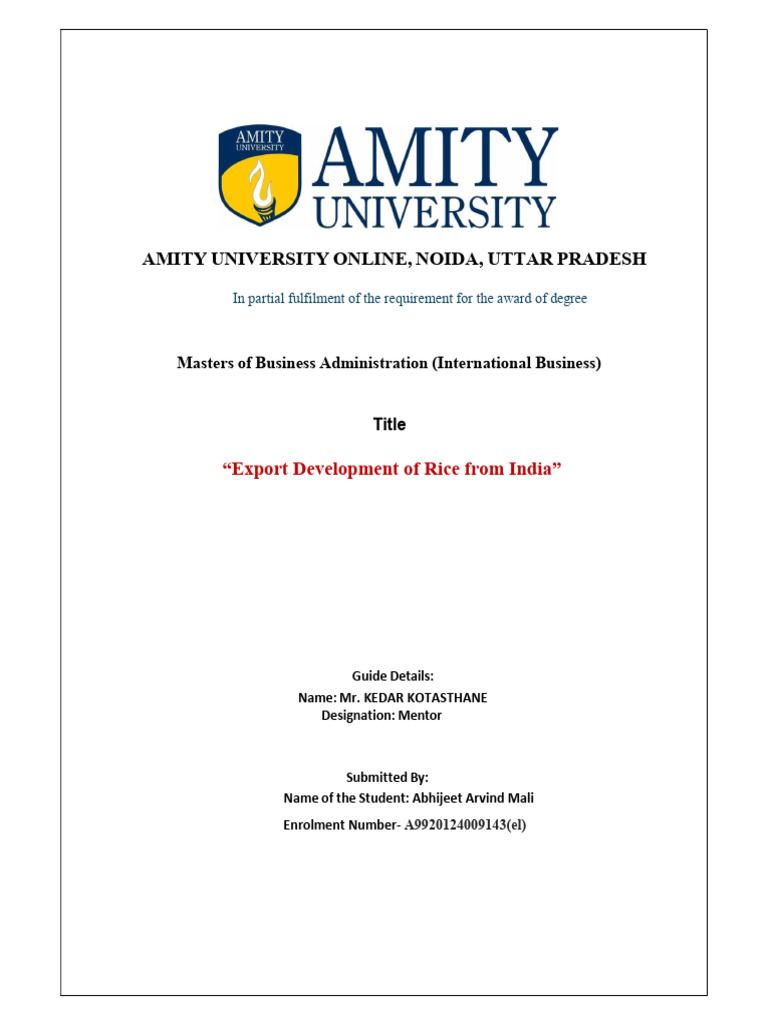 EExport Development of Basmati Rice From India to UAE & Yemen | PDF ...