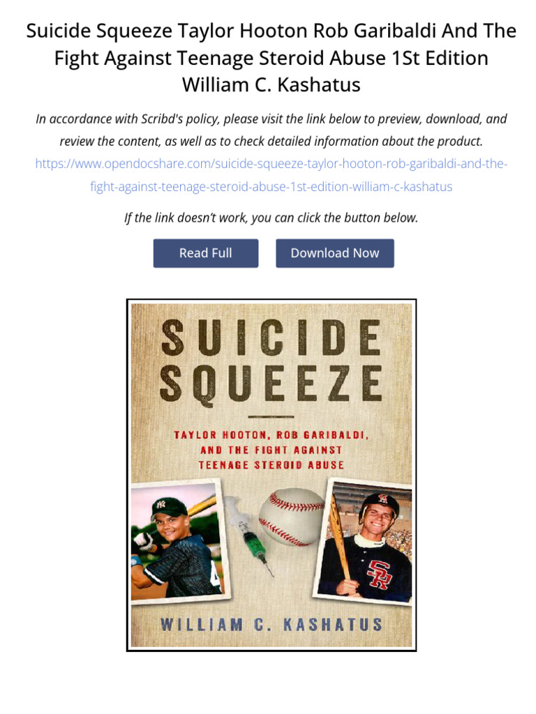 Suicide Squeeze Taylor Hooton Rob Garibaldi and the Fight against ...