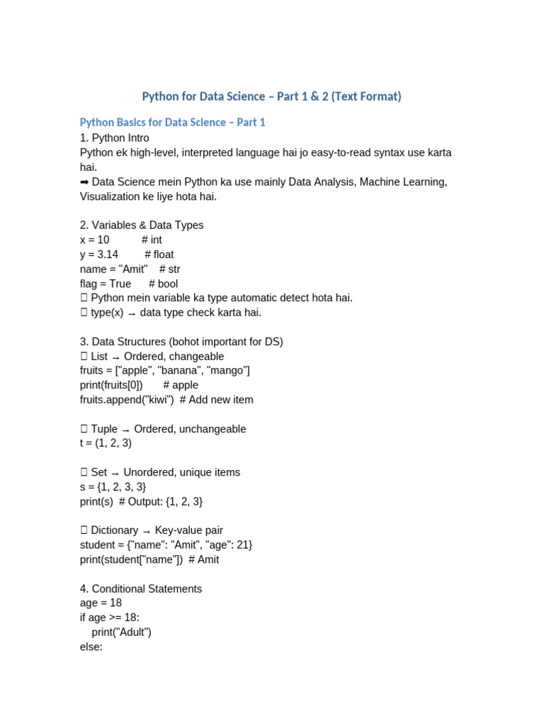 Python Data Science Notes Part1 2 | PDF