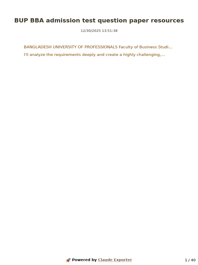 BUP BBA Admission Test Resources 2025 | PDF | Artificial Intelligence ...
