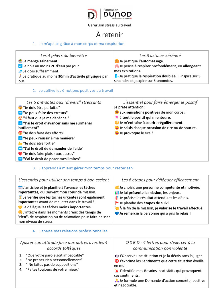 Gérer le stress au travail efficacement | PDF