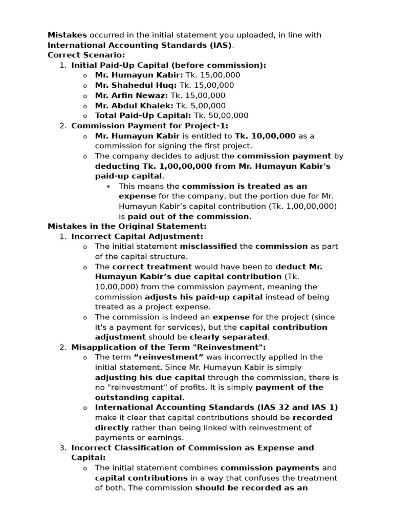 Mistakes Occurred in The Initial Statement You Uploaded | PDF | Income ...